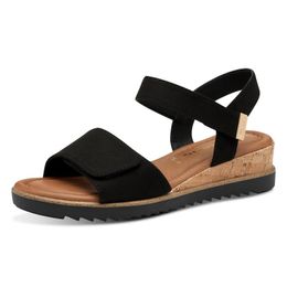 Tamaris Keilsandalette, Riemchensandale, Sommerschuh in veganer Verarbeitung schwarz 36 36 Klassische Sandalette mit zwei Klettverschlüssen