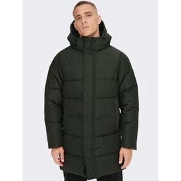 Only & Sons ONLY & SONS Steppjacke »ONSCARL LIFE LONG QUILTED COAT NOOS OTW« mit Kapuze Peat XXL XXL Langer Steppmantel von Only & Sons
