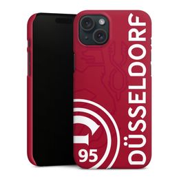 DeinDesign iPhone 15 Plus Handy Premium Case Smartphone Handyh&uuml;lle Schutzh&uuml;lle matt Lettering F95 Fortuna D&uuml;sseldorf Premium Case