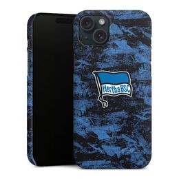 DeinDesign iPhone 15 Plus Handy Premium Case Smartphone Handyh&uuml;lle Schutzh&uuml;lle matt Flag Hertha Bsc Logo Premium Case