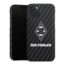 DeinDesign iPhone 15 Plus Handy Premium Case Smartphone Handyh&uuml;lle Schutzh&uuml;lle matt Borussia M&ouml;nchengladbach Carbon Gladbach Premium Case