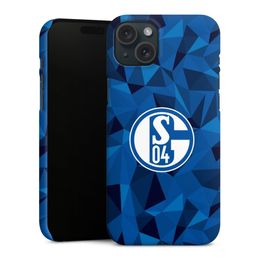 DeinDesign iPhone 15 Plus Handy Premium Case Smartphone Handyh&uuml;lle Schutzh&uuml;lle matt Camouflage Fc Schalke 04 Muster Premium Case