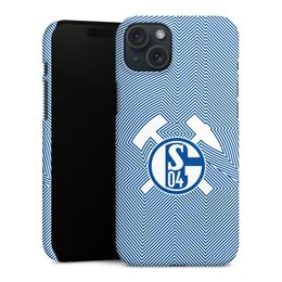 DeinDesign iPhone 15 Plus Handy Premium Case Smartphone Handyh&uuml;lle Schutzh&uuml;lle matt Bundesliga Stripes Fc Schalke 04 Premium Case