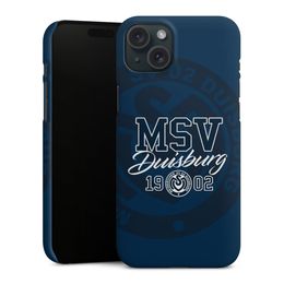 DeinDesign iPhone 15 Plus Handy Premium Case Smartphone Handyh&uuml;lle Schutzh&uuml;lle matt Soccer Merchandise Msv Duisburg Premium Case
