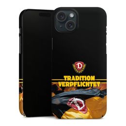 DeinDesign iPhone 15 Plus Handy Premium Case Smartphone Handyh&uuml;lle Schutzh&uuml;lle matt Sgd Sg Dynamo Dresden Merchandise Premium Case