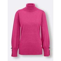 CREATION L PREMIUM Witt Damen Rollkragenpullover mit Schmuckknopf am &Auml;rmel, fuchsia, Gr&ouml;&szlig;e 44
