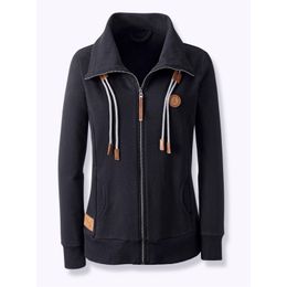 WITT Damen Sweatjacke mit Rippbündchen, schwarz, Größe 36