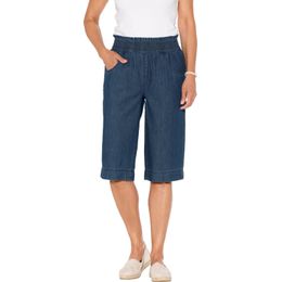 Damen Jeansbermudas mit gesmoktem Dehnbund blue-stone-washed, Gr&ouml;&szlig;e 48