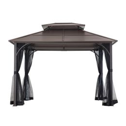 Sunjoy Pavillon Stahl Gazebo KALDI - 307cm x 366cm, braun