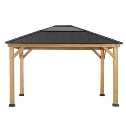 Sunjoy Zedernholz Gazebo BRURI - 336cm x 394cm, anthrazit