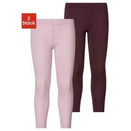 H.I.S. Leggings H.I.S, M&auml;dchen, Gr. 104/110, N-Gr, lila (rosa, pflaume), Single Jersey, Obermaterial: 95% Baumwolle, 5% Elasthan, unifarben, Basic, bequem lang, Hosen Leggings, Basic im Doppelpack