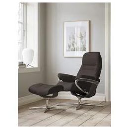 Relaxsessel stressless "Sunrise", braun (chocolate paloma), B:92cm H:105cm T:80cm, Leder PALOMA: PALOMA ist ein durchgef&auml;rbtes Semianilin-M&ouml;belleder mit nat&uuml;rlicher Narbung., Sessel, Relaxsessel, mit Cross Base, Gr&ouml;&szlig;e S, M & L, Holzakzent Wenge