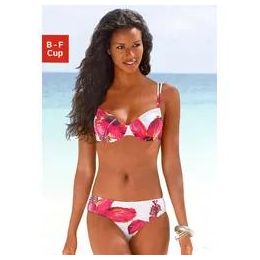 B&uuml;gel-Bikini Lascana, Gr. 34, Cup C, bunt (wei&szlig;, bedruckt), Polyamid, floral, Bikini-Sets B&uuml;gel-Bikini, mit plakativem Bl&uuml;tenprint