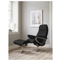 Relaxsessel stressless "Sunrise", schwarz (schwarz paloma), B:79cm H:103cm T:73cm, Leder PALOMA: PALOMA ist ein durchgef&auml;rbtes Semianilin-M&ouml;belleder mit nat&uuml;rlicher Narbung., Sessel, Relaxsessel, mit Cross Base, Gr&ouml;&szlig;e S, M & L, Holzakzent Wenge