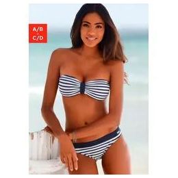 Bandeau-Bikini-Top Venice Beach "Summer", Damen, Gr. 38, Cup C/D, bunt (wei&szlig;, marine, gestreift), Xtra Life LYCRA, bedruckt, gebl&uuml;mt, gemustert, gestreift, Bikini-Oberteile, mit kontrastfarbener Schlaufe