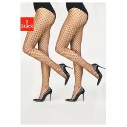Netzstrumpfhose Buffalo, Damen, Gr. 40/42, schwarz, Obermaterial: 85% Polyamid, 15% Elasthan, Netz, uni, elastisch, Strumpfhosen, mit Wohlf&uuml;hlbund