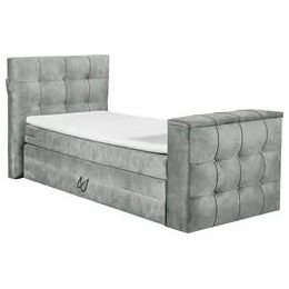 Boxspringbett "Richmond", grau, B:134cm L:243cm, SET ONE BY Musterring, Komplettbetten, Boxspringbett, versenkbarer TV- Halterung mit Fernbedienung