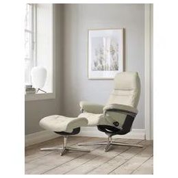 Relaxsessel stressless "Sunrise", beige (cream batick), B:79cm H:103cm T:73cm, Leder BATICK: BATICK ist ein leicht korrigiertes, durchgef&auml;rbtes und genarbtes M&ouml;belleder, bei dem die meisten Unebenheiten und Spuren in der Regel entfernt wurden., Sessel, Relaxsessel, mit Cross Base, Gr&ouml;&szlig;e S, M & L, Holzakzent Schwarz