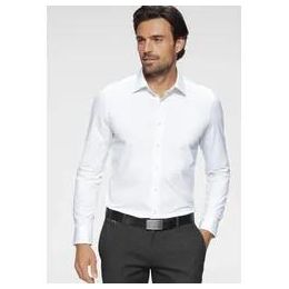 Langarmhemd OLYMP "Luxor 24/Seven modern fit Jerseyshirt", Herren, Gr. 39, N-Gr, wei&szlig;, Jersey, Obermaterial: 92% Baumwolle, 8% Elasthan, unifarben, Hemden, mit geruchshemmenden Materialeigenschaften