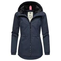 Outdoorjacke Ragwear "Danka", Damen, Gr. XL (42), blau (marine), Au&szlig;enmaterial: 100% Polyester. Innenfutter: 100% Polyester, regular fit h&uuml;ftbedeckend, &Auml;rmel ohne &Auml;rmelschlitz elastischer Bund mit innenliegendem Gummizug, Jacken Outdoorjacke, Wasserdichte &Uuml;bergangsjacke mit gro&szlig;er Kapuze