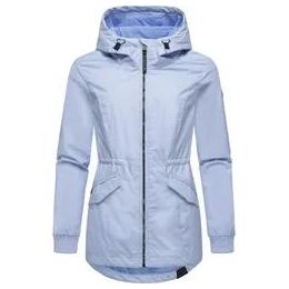 Outdoorjacke Ragwear "Dowey A", Gr. M (38), blau (hellblau), Au&szlig;enmaterial: 100% Polyester. Innenfutter: 100% Polyester, tailliert h&uuml;ftbedeckend, hoch geschlossener Ausschnitt, &Auml;rmel ohne &Auml;rmelschlitz elastischer Bund mit innenliegendem Gummizug, Jacken Outdoorjacke, Wasser- und winddichte Damen Jacke mit Taillenzugband