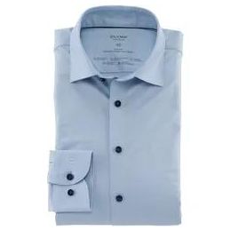 Businesshemd OLYMP "Level Five body fit Jerseyshirt", Herren, Gr. 39, N-Gr, blau (hellblau), Web, Obermaterial: 92% Baumwolle, 8% Elasthan, schmal, Hemden, in Jersey Qualit&auml;t