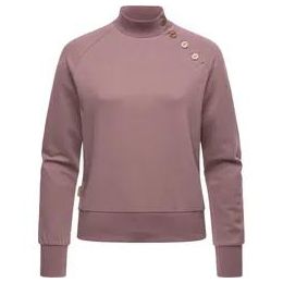 Sweatshirt Ragwear "Majjorka Solid", Damen, Gr. XL (42), lila (mauve), Sweatware, Material: 70% Baumwolle, 30% Polyester, oversize h&uuml;ftlang, hoch geschlossener Ausschnitt, &Auml;rmel ohne &Auml;rmelschlitz Rippb&uuml;ndchen, Sweatshirts Sweatshirt, Damen Langarmshirt mit Rippb&uuml;ndchen und Zierkn&ouml;pfen