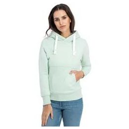 Kapuzensweatshirt DEPROC ACTIVE "HildaCMYK II WOMEN", Damen, Gr. 46 (L), gr&uuml;n, 50% Baumwolle; 50% Polyester, bequem, angesetztes B&uuml;ndchen, Sweatshirts, weiche Fleecejacke mit K&auml;ngurutasche