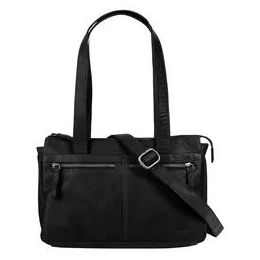 Henkeltasche Sansibar, Damen, Gr. B/H/T: 30cm x 20cm x 11cm onesize, schwarz, Leder, leicht gl&auml;nzend, unifarben, Taschen, echt Leder