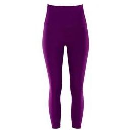 Leggings WINSHAPE "7/8-Tights HWL317C", Damen, Gr. S, Normalgr&ouml;&szlig;en, lila (schwarz plum), 85% Polyester, 15% Elasthan, Hosen Leggings, mit V-Shape Applikation und Core-Bund