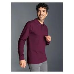 Poloshirt TRIGEMA "TRIGEMA Langarm Poloshirt mit Armb&uuml;ndchen", Herren, Gr. M, rot (sangria), Piqu&eacute;, 100% Baumwolle, Basic, ohne Ausschnitt, Shirts