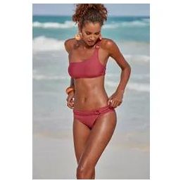 Bustier-Bikini-Top s.Oliver "Rome", Damen, Gr. 36, Cup A/B, rot (rostrot), Microfaser, Polyamid, unifarben, Bikini-Oberteile, mit One-Shoulder-Form