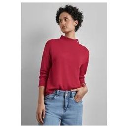 Langarmshirt Street One, Damen, Gr. 46, rot (autumn rot), Stoff, 77% Polyester, 23% Viskose, unifarben, normal normal, hoch geschlossener Ausschnitt, B&uuml;ndchen, Shirts Langarmshirt, mit Turtleneck