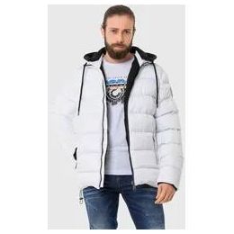 Cipo & Baxx Winterjacke CIPO & BAXX "Winterjacke", Herren, Gr. M, wei&szlig;, Stoff, 100% Polyester, unifarben, regular fit normal, Jacken Winterjacke, im unifarbenen Look