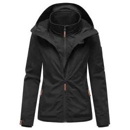 Outdoorjacke Marikoo "Erdbeere", Damen, Gr. XXL (44), schwarz, Oberstoff: 100% Polyester. Futter: 100% Polyester. Wattierung: 100% Polyester. &Auml;rmelfutter: 100% Polyester, tailliert h&uuml;ftbedeckend, &Auml;rmel ohne &Auml;rmelschlitz Rippstrickb&uuml;ndchen kontrastfarben, Jacken Outdoorjacke, sportliche Funktionsjacke mit Kapuze