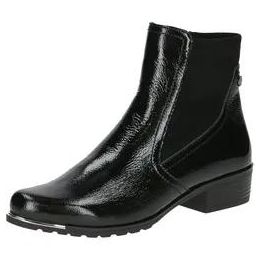 Stiefelette Caprice "Caprice Stiefelette Leder/Textil", Damen, Gr. 37,5, schwarz (schwarz lack), Leder, Textil, Schuhe Stiefelette