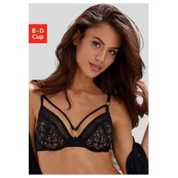 B&uuml;gel-BH JETTE, Damen, Gr. 85, Cup D, schwarz, Spitze, Obermaterial: 90% Polyamid, 10% Elasthan, BHs B&uuml;gel-BH, mit aufregenden Ring- und B&auml;nderdetails, sexy Dessous, Reizw&auml;sche