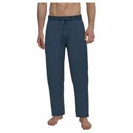 Pyjamahose Tom Tailor "Tennessee", Herren, Gr. 52L, N-Gr, blau (blau, mittel, uni), Single Jersey, Obermaterial: 60% Baumwolle, 40% Polyester, lang, Hosen Pyjamahose, mit Gummizug und Bindeband, Cotton Mix