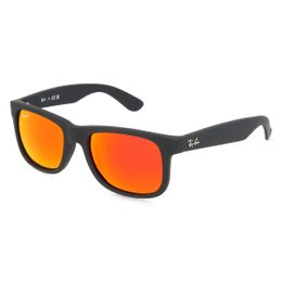 Ray-Ban RB 4165 JUSTIN | Herren-Sonnenbrille | Fassung: Vollrand, Quadratisch, Kunststoff, Schwarz | Glasfarbe: Orange
