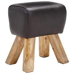 Livetastic Hocker, Schwarz, Holz, Leder, Echtleder, Ziegenleder, Mangoholz, Hartholz, rechteckig, 42x45x35 cm, Wohnzimmer, Hocker, Sitzhocker