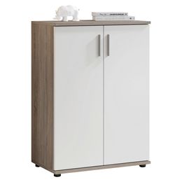 Kommode Bobby, Wei&szlig;, Eiche dunkel, Holzwerkstoff, 1 F&auml;cher, 60x84x35 cm, Made in EU, Wohnzimmer, Kommoden & Sideboards, Kommoden