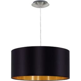 Hängeleuchte Eglo "MASERLO Hängelampe, schwarz, gold, silber, Stoff, elegant, modern", schwarz (schwarz, goldfarben, nickelfarben), Leuchten, 1, Ø 38cm, Pendelleuchte, Pendellampe, Wohnzimmer, Esszimmer, gemütlich, 110x38cm, Ø:38cm