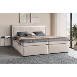 Boxspringbett Collection AB "30 Jahre Jubiläums-Modell Athena", beige, B:193cm L:208cm, Holzwerkstoff, Spanplatte, Komplettbetten, in H2,H3 & H4, wahlweise mit LED-Leiste