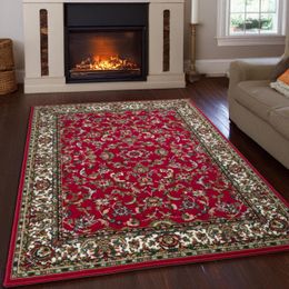 Teppich OTTO HOME "Ezzo, mit Bordüre, Kurzflor, Made in Belgium", rot, B:80cm H:7mm L:150cm, Polypropylen, Teppiche, Orient-Optik, Teppich, Wohnzimmer, Esszimmer, Schlafzimmer