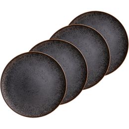 Mäser Tafelservice MÄSER "POWERFUL, Teller Set, Porzellan", schwarz, braun, 4 Stk., Porzellan, Geschirr-Sets