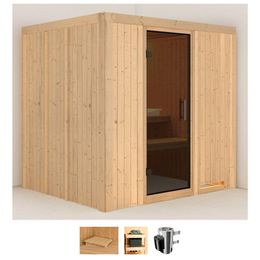 Sauna Karibu "Dima", beige (naturbelassen), Saunaofen, integrierte Steuerung, 3,6 kW, Saunen, Ofen 3,6 kW intgr. Strg