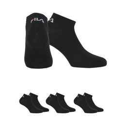Socken Fila "UNISEX INVISIBLE PLAIN SOCKS", Damen, Gr. 43-46, schwarz (3x schwarz), Baumwolle, Elasthan, Polyester, unifarben, elastisch, Socken, mit eingestricktem Logo an der Ferse