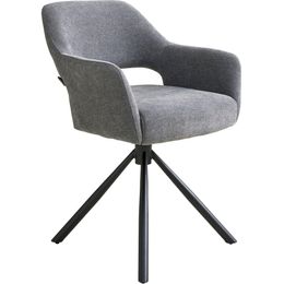 Schöner Wohnen Kollektion Esszimmerstuhl "STAVANGER, 360 drehbar mit Rückholfunktion", grau, schwarz, B:58cm H:84cm T:61cm, Polyester, SCHÖNER WOHNEN-KOLLEKTION, Stühle, mit Taschenfederkern, Bezug Webstoff, Untergestell pulverbeschichtet
