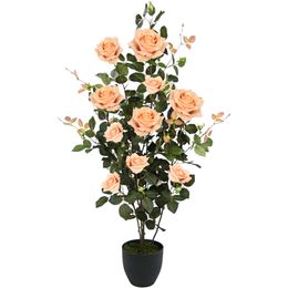 Kunstbaum I.GE.A. "Rosenbusch im Topf", orange, B:45cm H:115cm L:45cm, Obermaterial: 95% Polyester, 5% Kunststoff, Kunstpflanzen, Kunstrosen Kunstpflanzen Rosenstrauch Deko Hochzeit