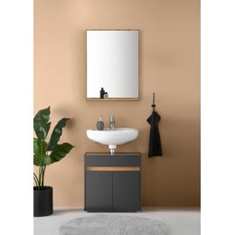 Badmöbel-Set Inosign "CITY/ GIRON, Bad im zeitlosen Design, 2-teiliges Badezimmer", grau (anthrazit), B:60cm H:199cm T:34cm, Holzwerkstoff, Kastenmöbel-Sets, Unterschrank und Spiegel, in zwei Farben verfügbar, viel Stauraum